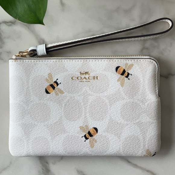 Coach | Bags | Nwt Coach Corner Zip Wristlet In Signature Canvas With ...